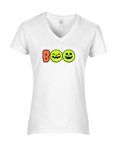 Epic Ladies Boo Tennis Pumpkins Jack O' Lanterns V-Neck Graphic T ...