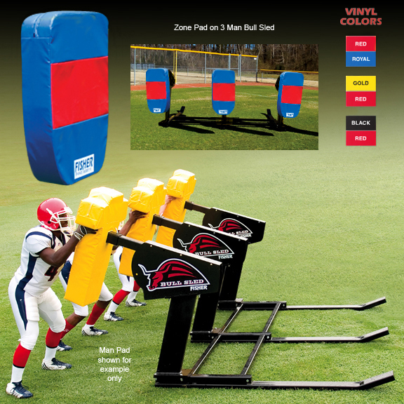 Fisher 3 Man Football Bull Sleds w/ Zone Pads - Football Equipment and Gear