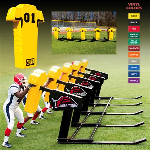 Fisher 5 Man Football Bull Sleds w/ Man Pads - Football Equipment and Gear
