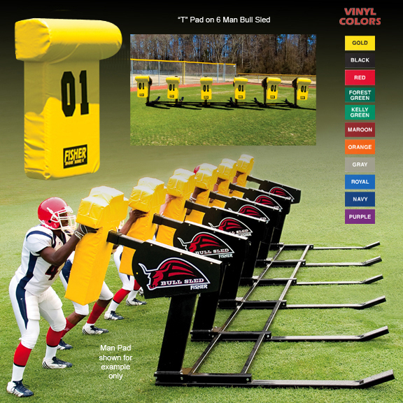 Fisher 6 Man Football Bull Sleds w/ "T" Pads - Football Equipment and Gear