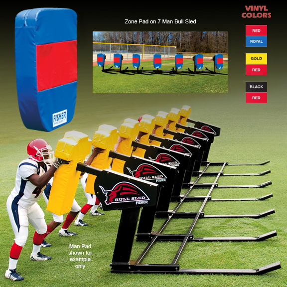 Fisher 7 Man Football Bull Sleds w/ Zone Pads - Football Equipment and Gear