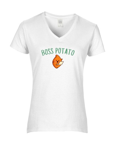 Epic Ladies Boss Potato Is Me Thanksgiving Meme V-Neck Graphic T-Shirts ...