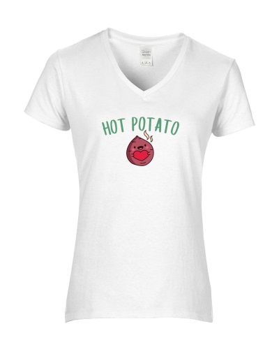 Epic Ladies Hot Potato Is Me Thanksgiving Meme V-Neck Graphic T-Shirts ...