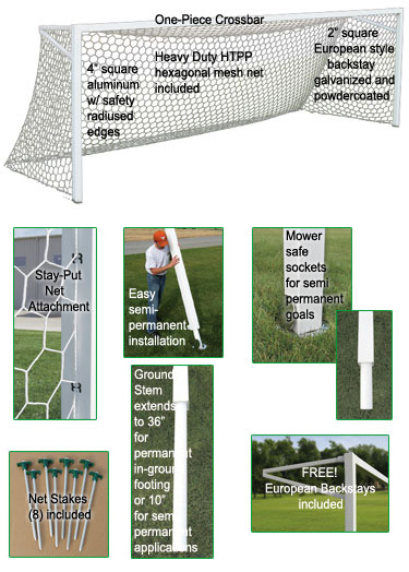 Golden Goal 44 Elite-PM 4" Square Aluminum, 24'x 8' Competition ...