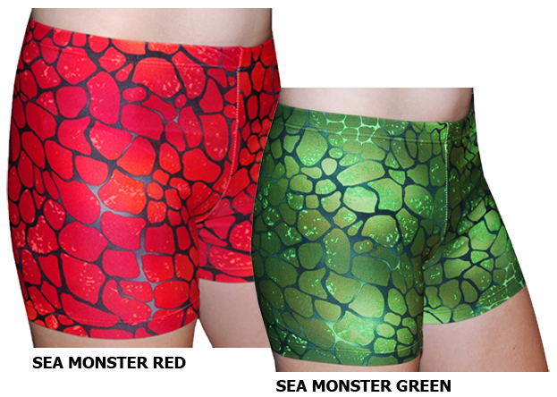 E24658 Plangea Spandex 3" Sports Shorts-Sea Monster Print