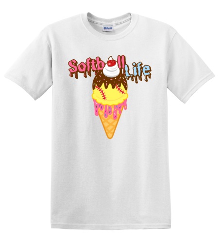 Epic Adult/Youth Softball Life Ice Cream Cone Drip Cotton Graphic T ...