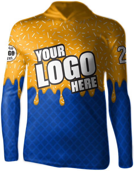 Long-Sleeve Sublimated Hood Tee - Custom "WaffleCone" Cool Performance ...