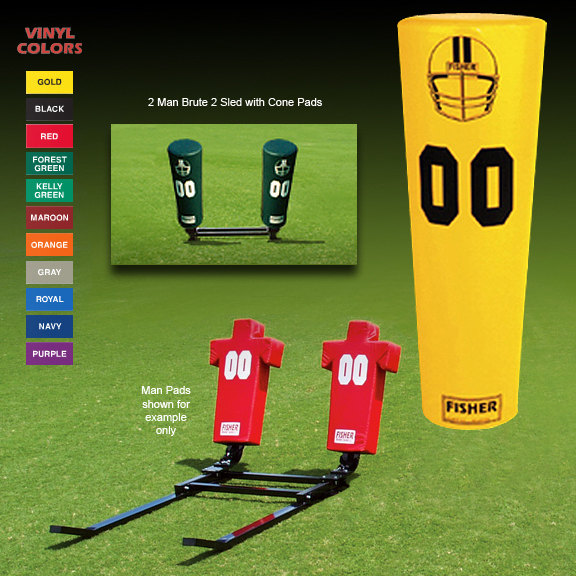 Fisher 2 Man Football Brute 2 Sleds w/ Cone Pads - Football Equipment ...