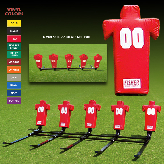 Fisher 5 Man Football Brute 2 Sleds w/ Man Pads - Football Equipment ...