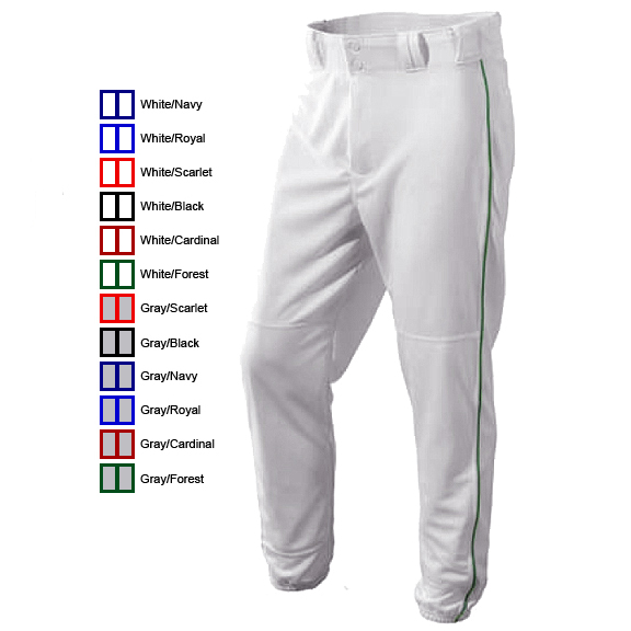 E26271 TURFER Metal Zip Baseball Pants with Piping