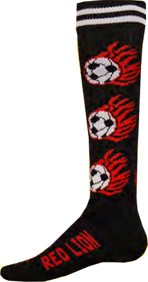 Adult Medium 9-11 (Black w/Red Flames) Flaming Soccer Balls Socks ...