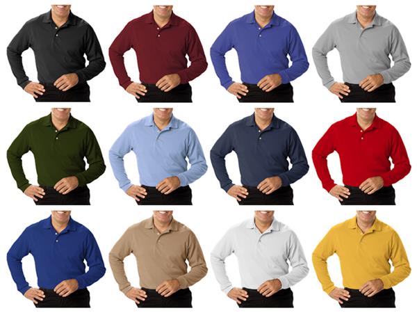 Blue Generation Men's LS Pique Polo Shirts - Soccer Equipment and Gear