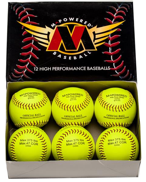 M Powered 7777 Optic Yellow Softball (Dozen) - Baseball Equipment & Gear