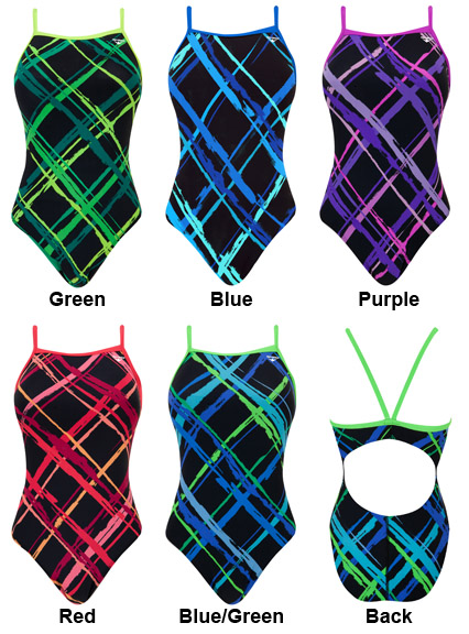 Womens/Girls Cabana Plaid Butterfly Back Swimsuit - Swimming Equipment ...