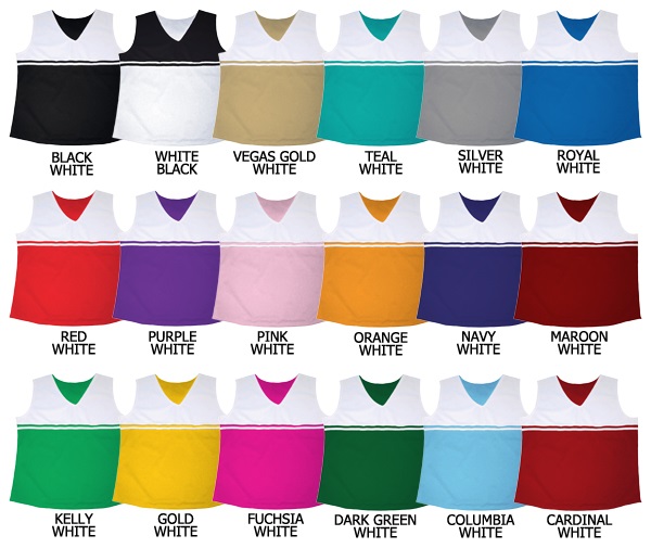 Cheer Double Knit Poly 2 Color Top w/Trim - Cheerleading Equipment and Gear