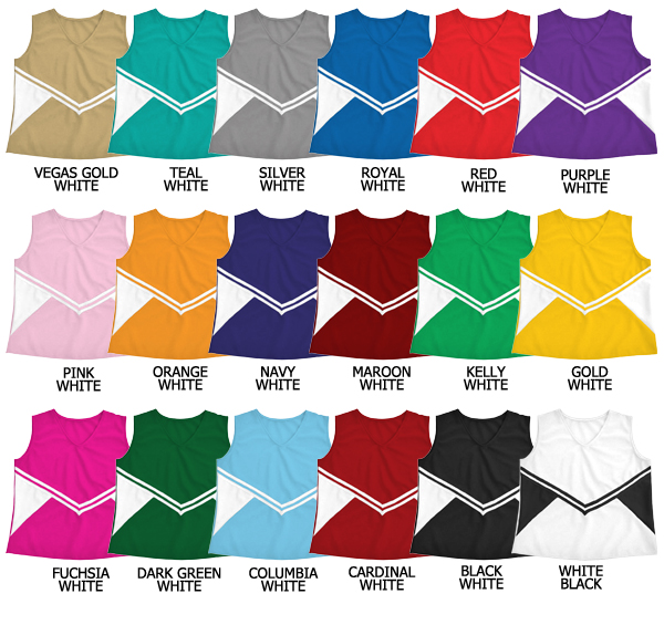 Cheer Double Knit Poly 2 Color Top w/Trim - Cheerleading Equipment and Gear