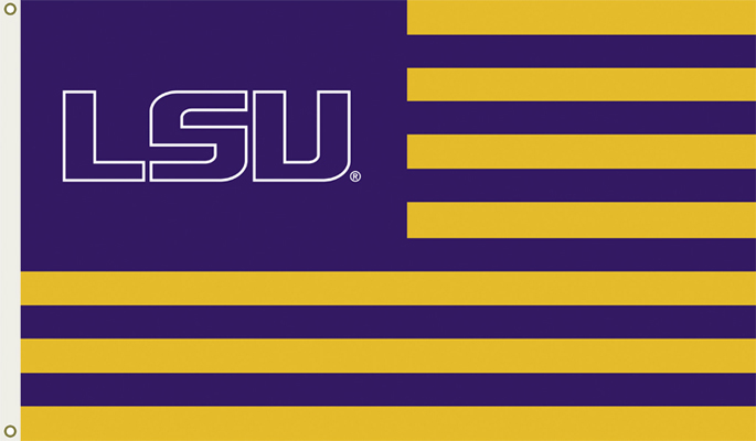 E34355 COLLEGIATE LSU Stripes 3' x 5' Flag