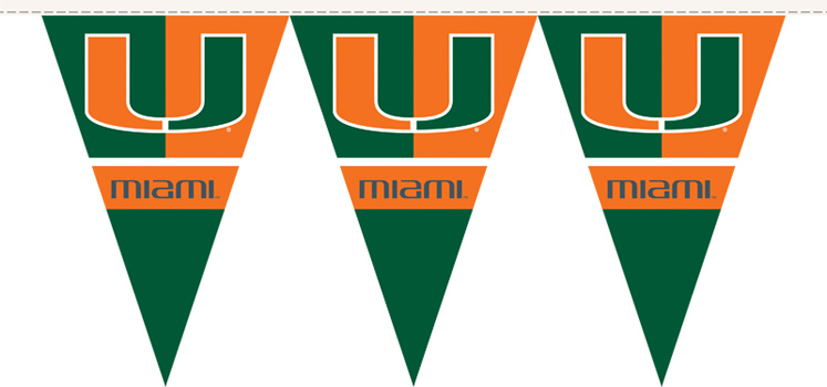 E35337 COLLEGIATE Miami Party Pennant Flags