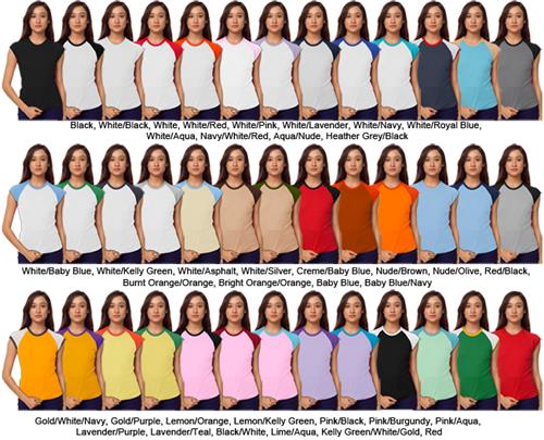 American Apparel Womens Baby Rib Cap Sleeve Raglan - Volleyball ...