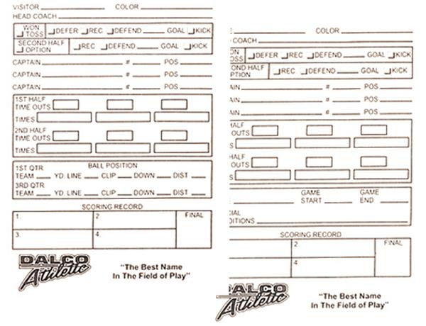 Football Officials Paper Game Info Card pkg of 25 - Football Equipment ...
