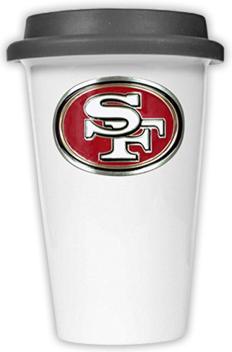 NFL San Francisco 49ers Ceramic Cup with Black Lid - Fan Gear