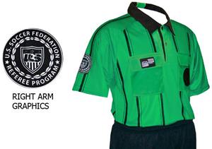 USSF Pro Soccer Referee Jerseys Green -Striped - Soccer Equipment and Gear