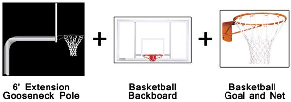 Create-Your-Own Gooseneck Basketball System-6' Ext - Basketball ...