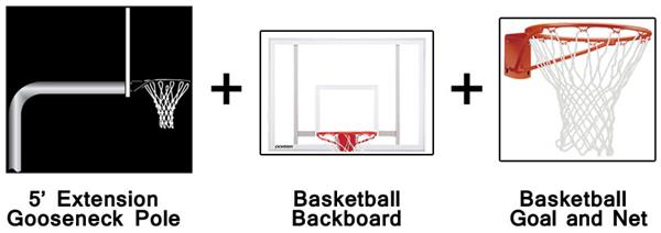 Create-Your-Own Gooseneck Basketball System-5' Ext - Basketball ...