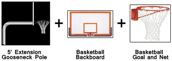 Create-Your-Own Gooseneck Basketball System-5' Ext - Basketball ...