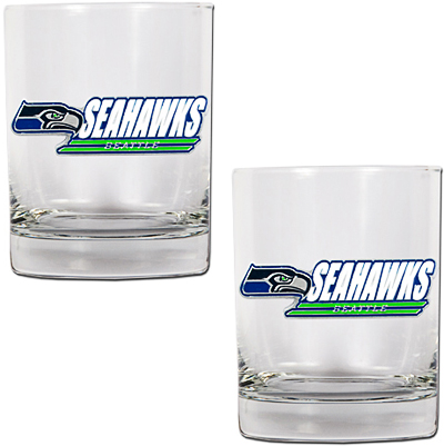 NFL Seattle Seahawks 14oz 2 piece Rocks Glass Set - Fan Gear