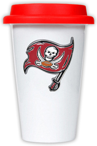 NFL Tampa Bay Buccaneers Ceramic Cup with Red Lid - Fan Gear