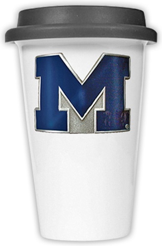 NCAA Michigan Wolverines Ceramic Cup w/Black Lid - Fan Gear