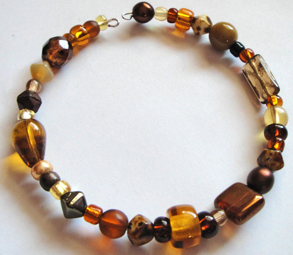 Brown Glass Bead Memory Wire Bracelet - Soccer Equipment and Gear