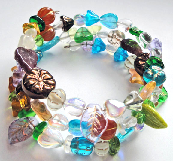 Enchanted Glass Bead Memory Wire Bracelet - Soccer Equipment and Gear