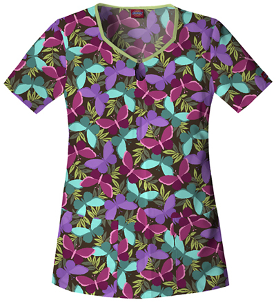 Dickies Women's Natural Print Keyhole Scrub Tops - Cheerleading ...