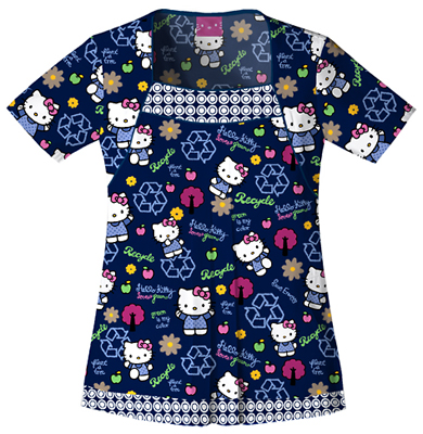 Cherokee Tooniforms Green Hello Kitty Scrub Tops - Cheerleading ...