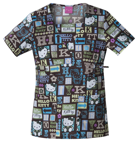 Cherokee Tooniforms Hello Kitty Name Tag Scrub Top - Cheerleading ...