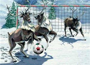 Reindeer Games Soccer Greeting Cards - Soccer Equipment and Gear