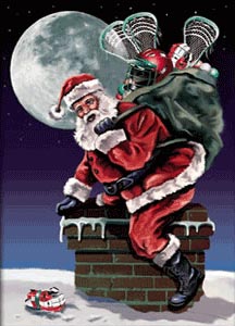 Santa on Chimney Lacrosse Christmas greeting cards - Lacrosse Equipment ...