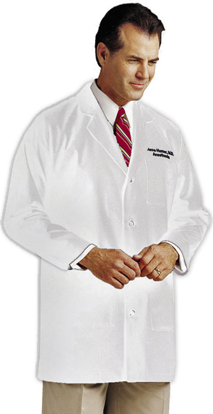 Landau Men's Tailored Style Four Button Lab Coat - Cheerleading ...