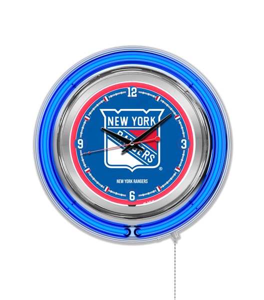 Holland NHL New York Rangers Neon Logo Clock - Fan Gear