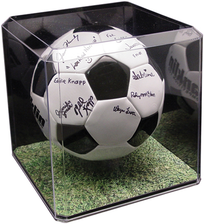 Soccer Display Case With Custom Graphic Base - Soccer Equipment and Gear