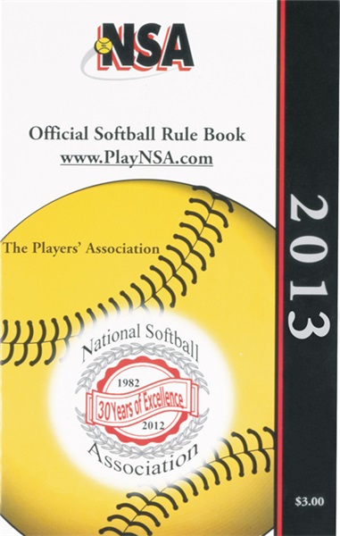 National Softball Association Rule Books - 2013 - Baseball Equipment & Gear