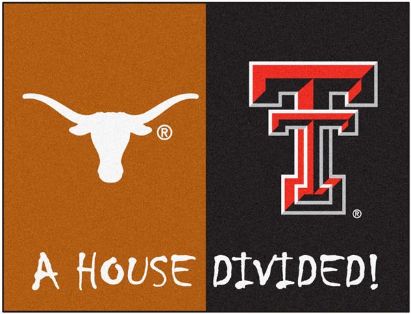 Fan Mats Texas/Texas Tech House Divided Mat - Fan Gear