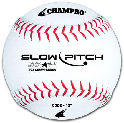 12" White Recreational Slow Pitch Softball CSB2 - Baseball Equipment & Gear