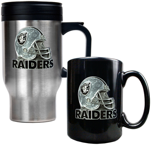 E85546 NFL Oakland Raiders Travel Mug & Coffee Mug Set