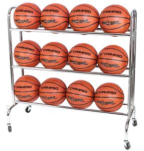Champro Ball Rack w/Casters - Holds 12 Basketballs - Soccer Equipment ...