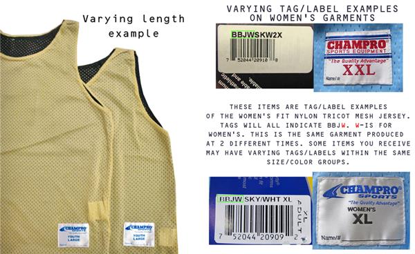 Champro Nylon Tricot Mesh Reversible Jerseys C/O - Closeout Sale ...