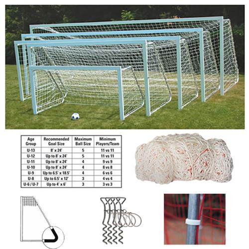 Aluminum Square Club Soccer Goals 6'x18' Pair - Soccer Equipment and Gear