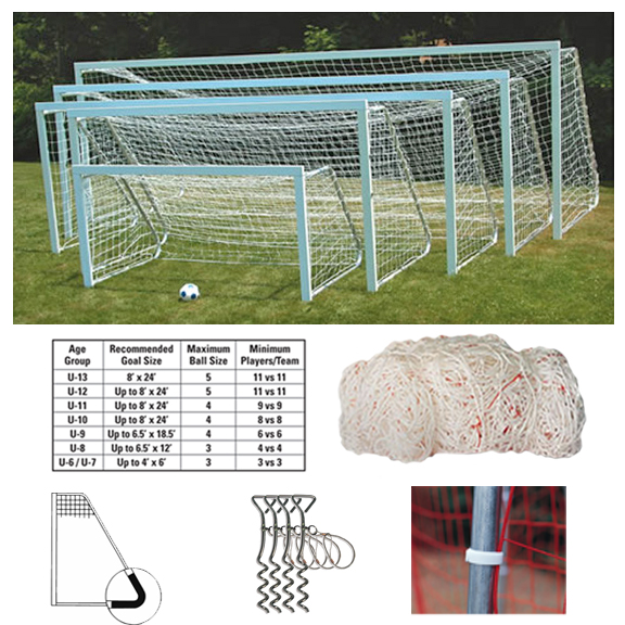 Aluminum Square Club Soccer Goals 6'x18' Pair - Soccer Equipment and Gear